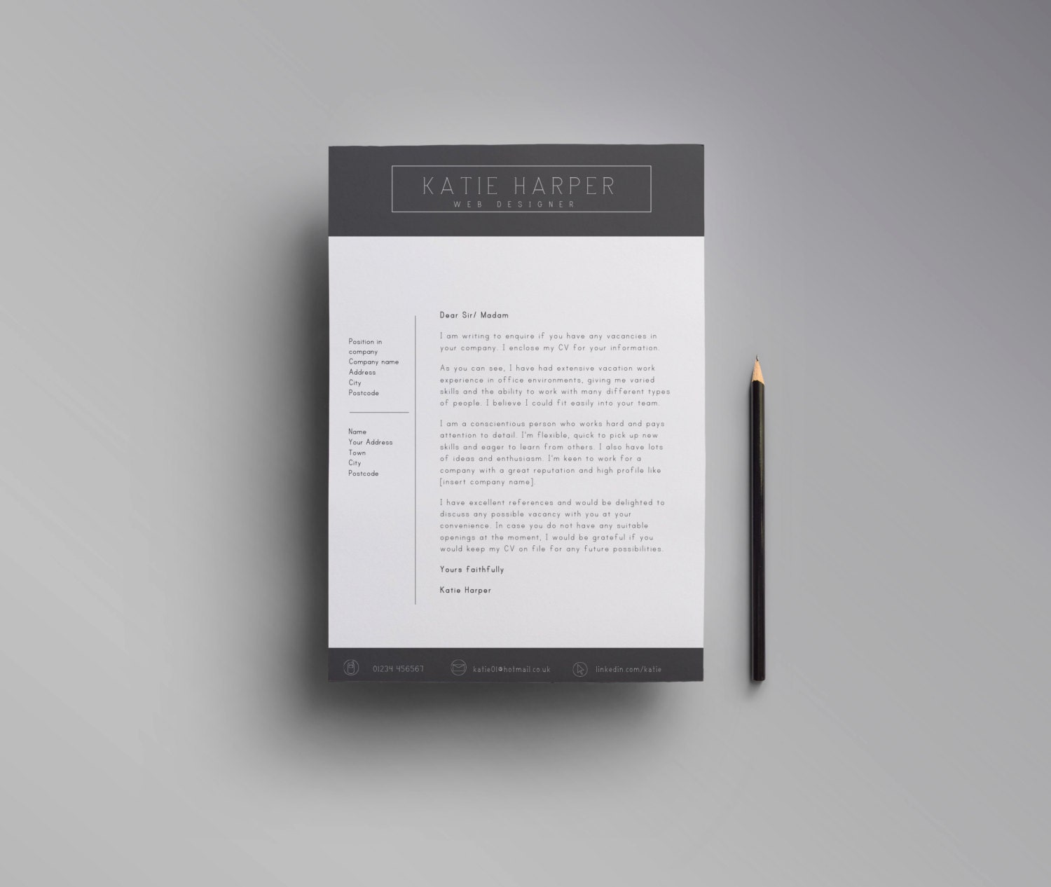 Two Page Resume/ CV & Cover Letter Template Word/open Office - Etsy