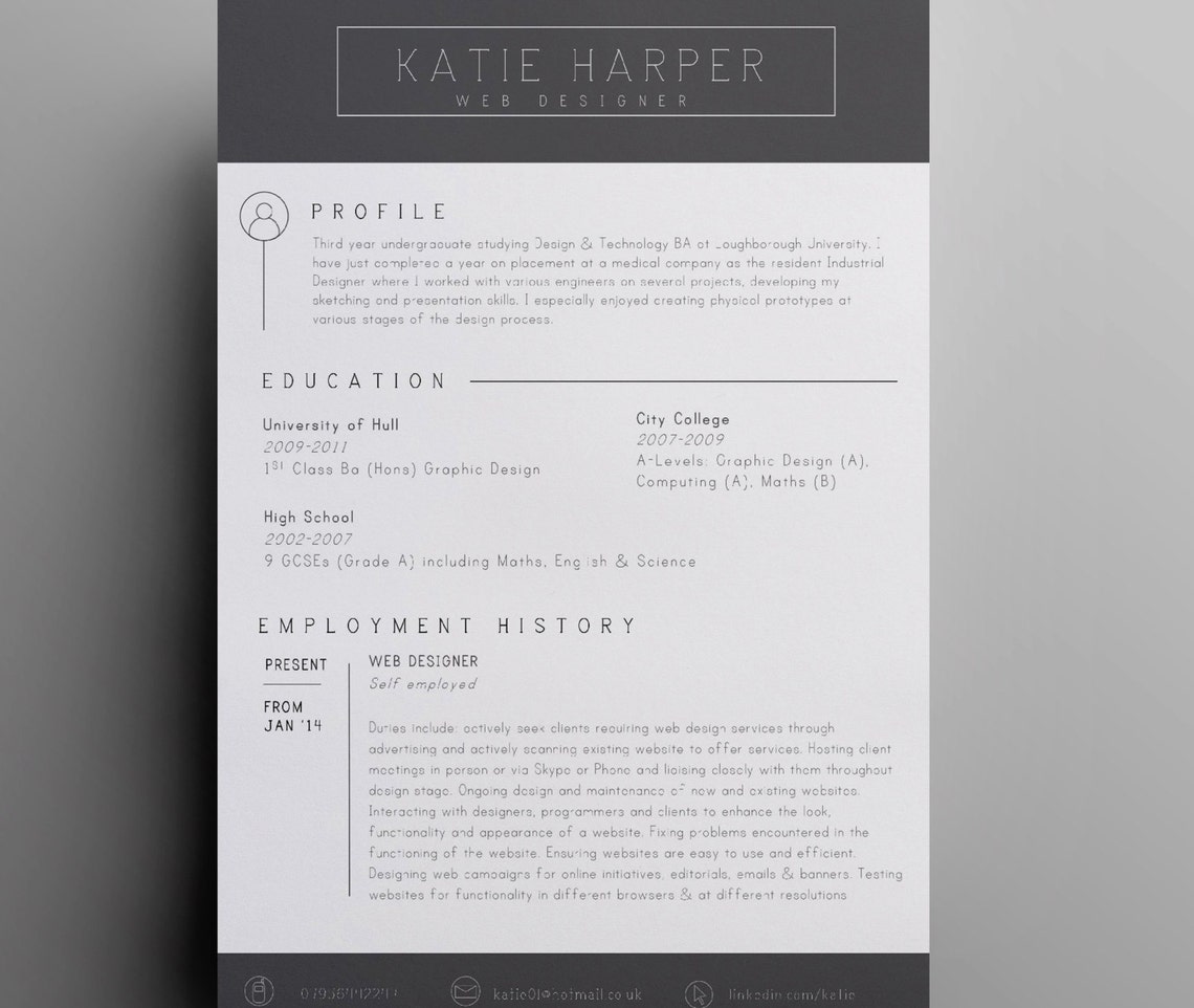 Two Page Resume/ CV & Cover Letter Template - Word/open Office - Etsy