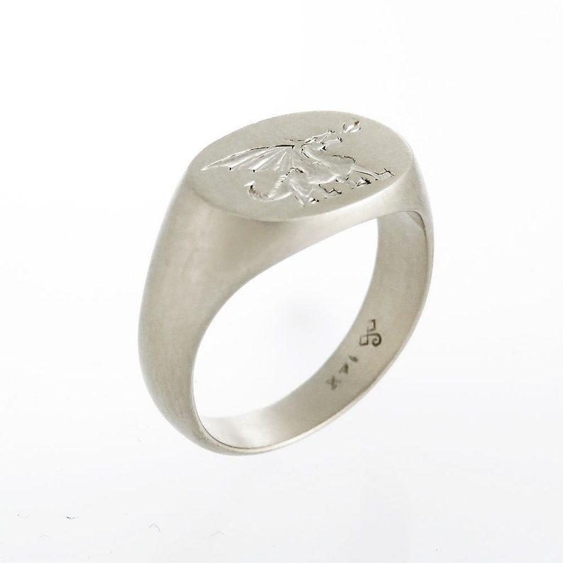 Signet Ring, Custom Engraved Ring, Pinky Ring, Rings for Men, White ...
