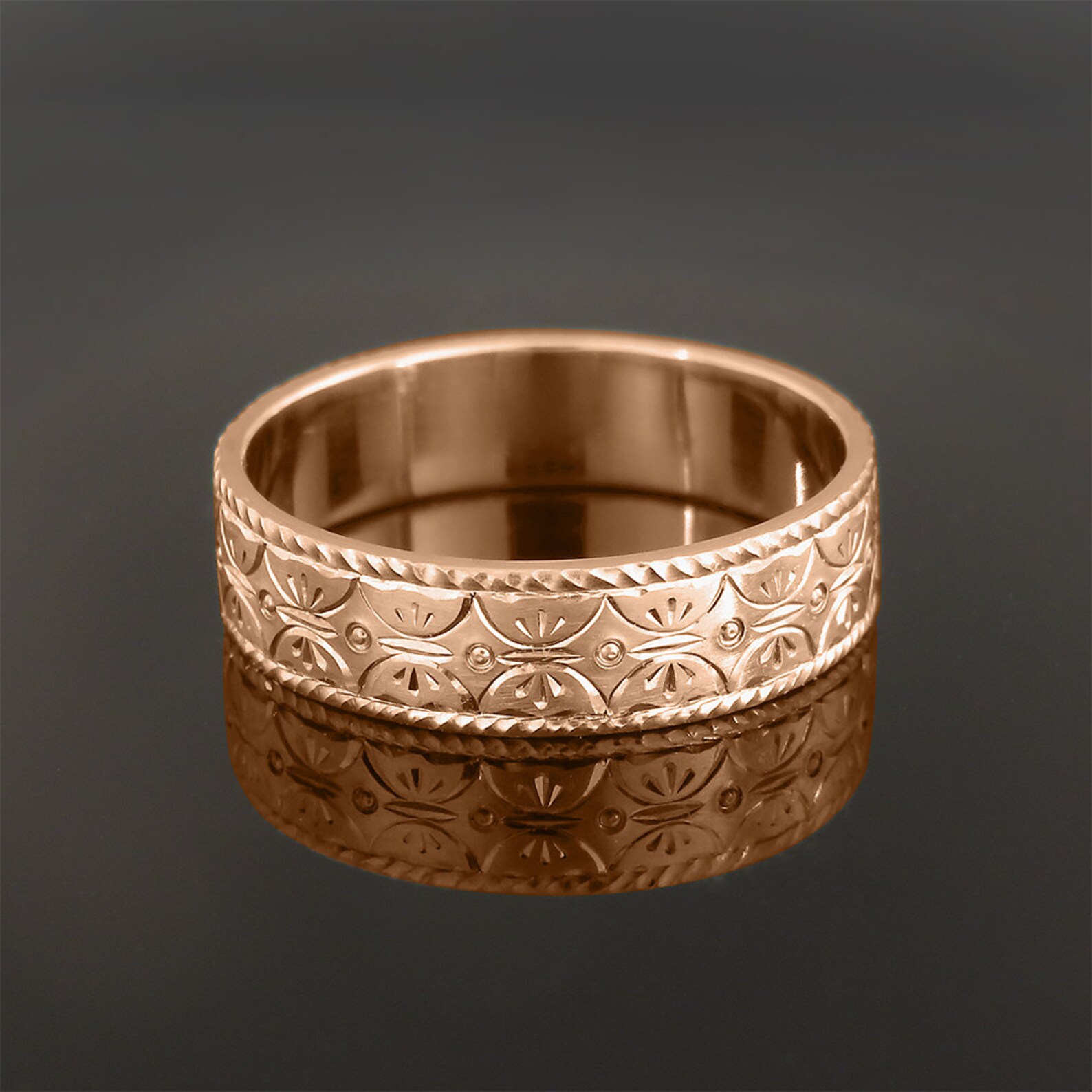 Rose Gold Wedding Band Unique Wedding Ring Boho Wedding | Etsy