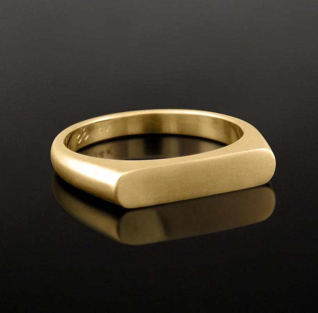 Dainty Signet Ring, 14k Solid Gold Ring, Pinky Ring for Women, Stacked ...