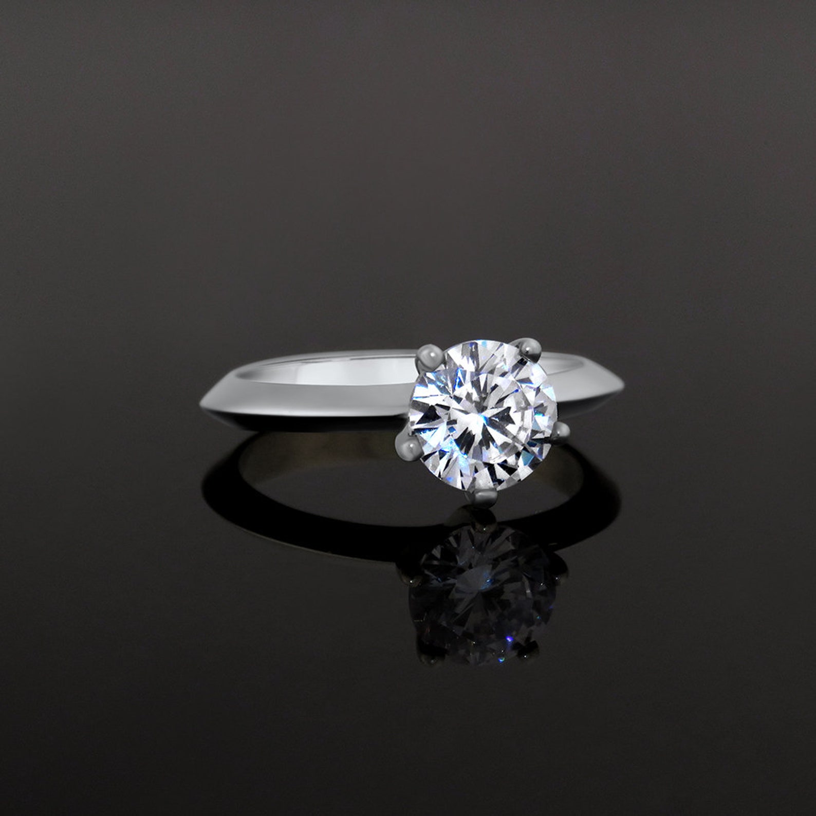 White Gold Diamond Engagement Ring Solitaire Engagement Ring - Etsy