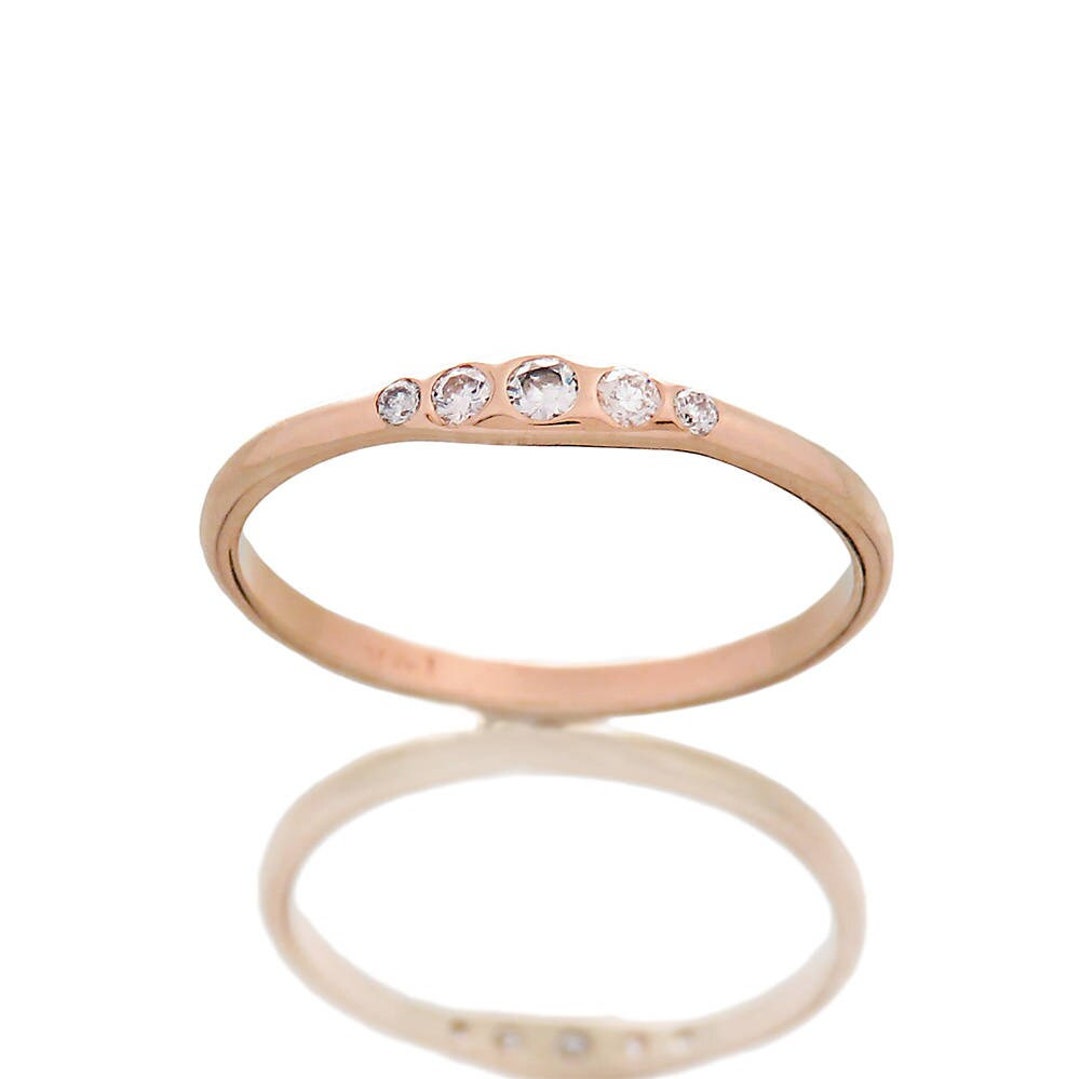 Rose Gold Diamond Ring Dainty Diamond Ring Multi Diamond - Etsy