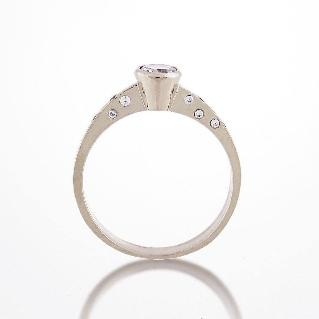 Diamond Engagement Ring, Modern Promise Ring, White Gold Diamond Ring ...