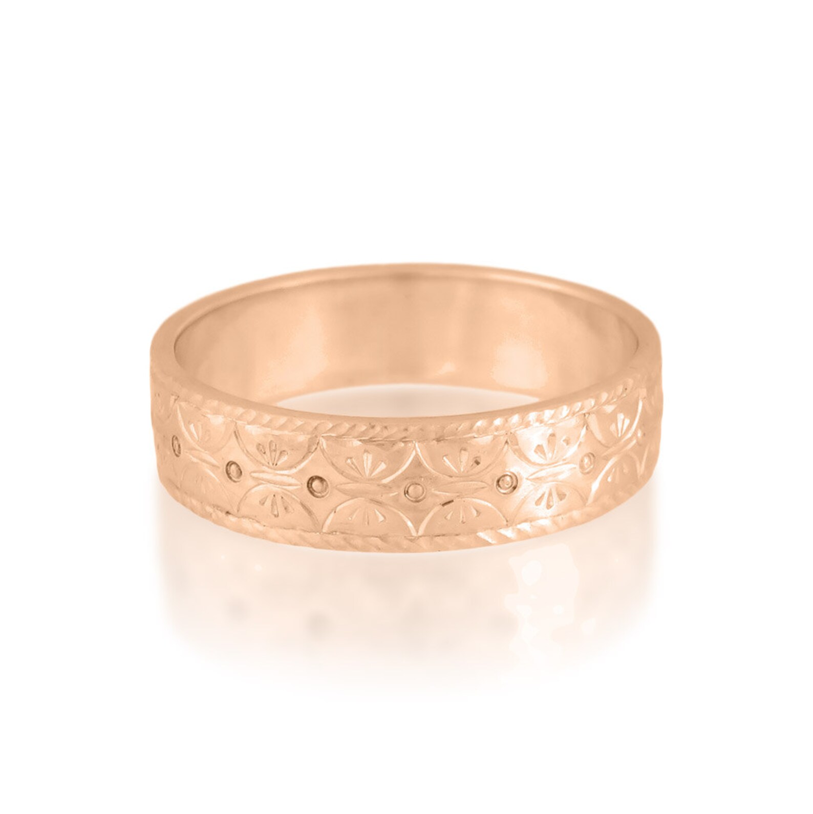 Rose Gold Wedding Band Unique Wedding Ring Boho Wedding | Etsy