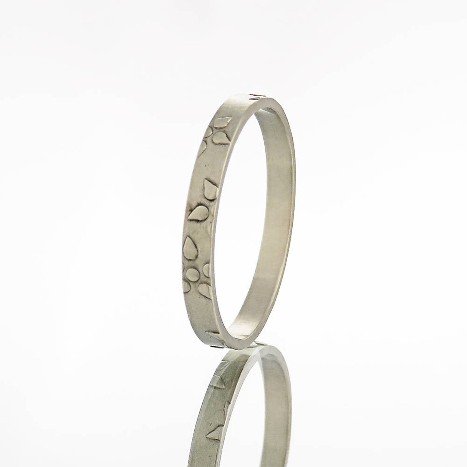 White Gold Wedding Ring, Boho Wedding Ring, Stack Wedding Ring ...