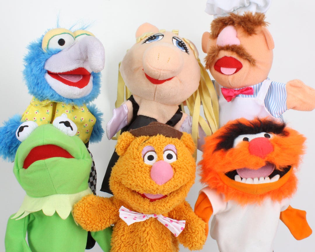 The Muppets Set of 6 Hand Puppets, Puppet Show Dolls, 2012 Dutch Collection Miss Piggy Kermit ...