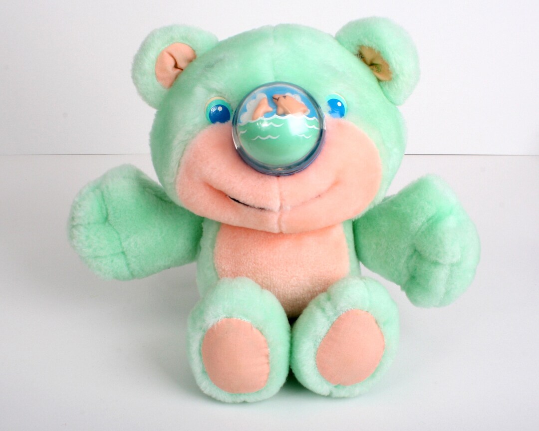 Vintage 11" Nosy Bear, Guppy, Jumping Dolphin, Sea Green Pink Nosybear ...