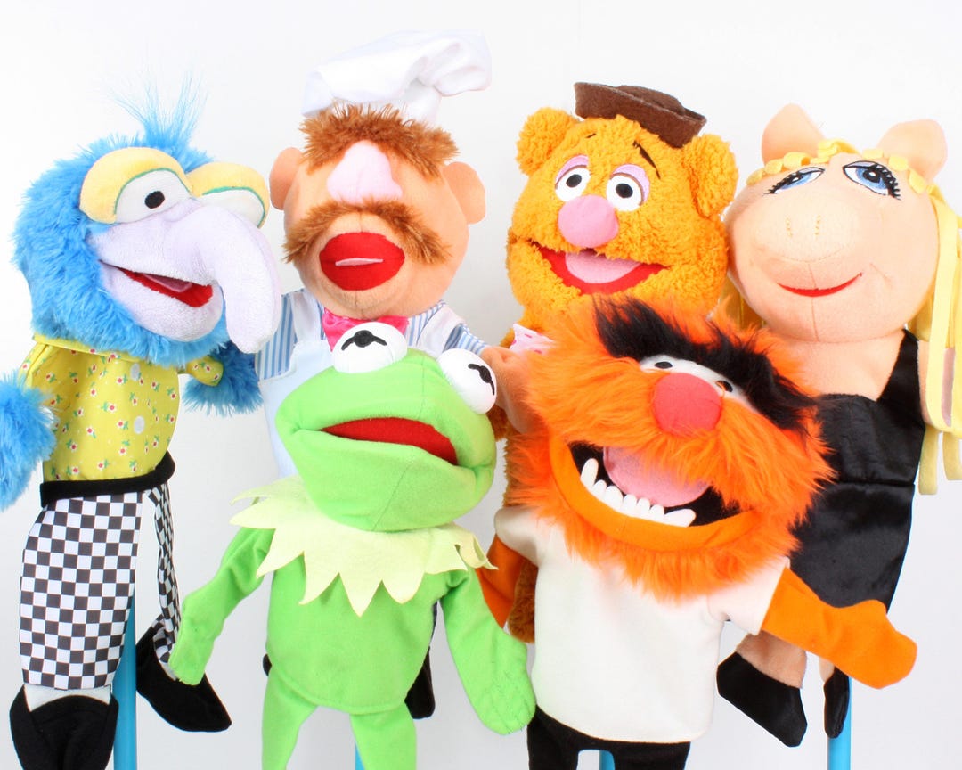 The Muppets Set of 6 Hand Puppets, Puppet Show Dolls, 2012 Dutch Collection Miss Piggy Kermit ...