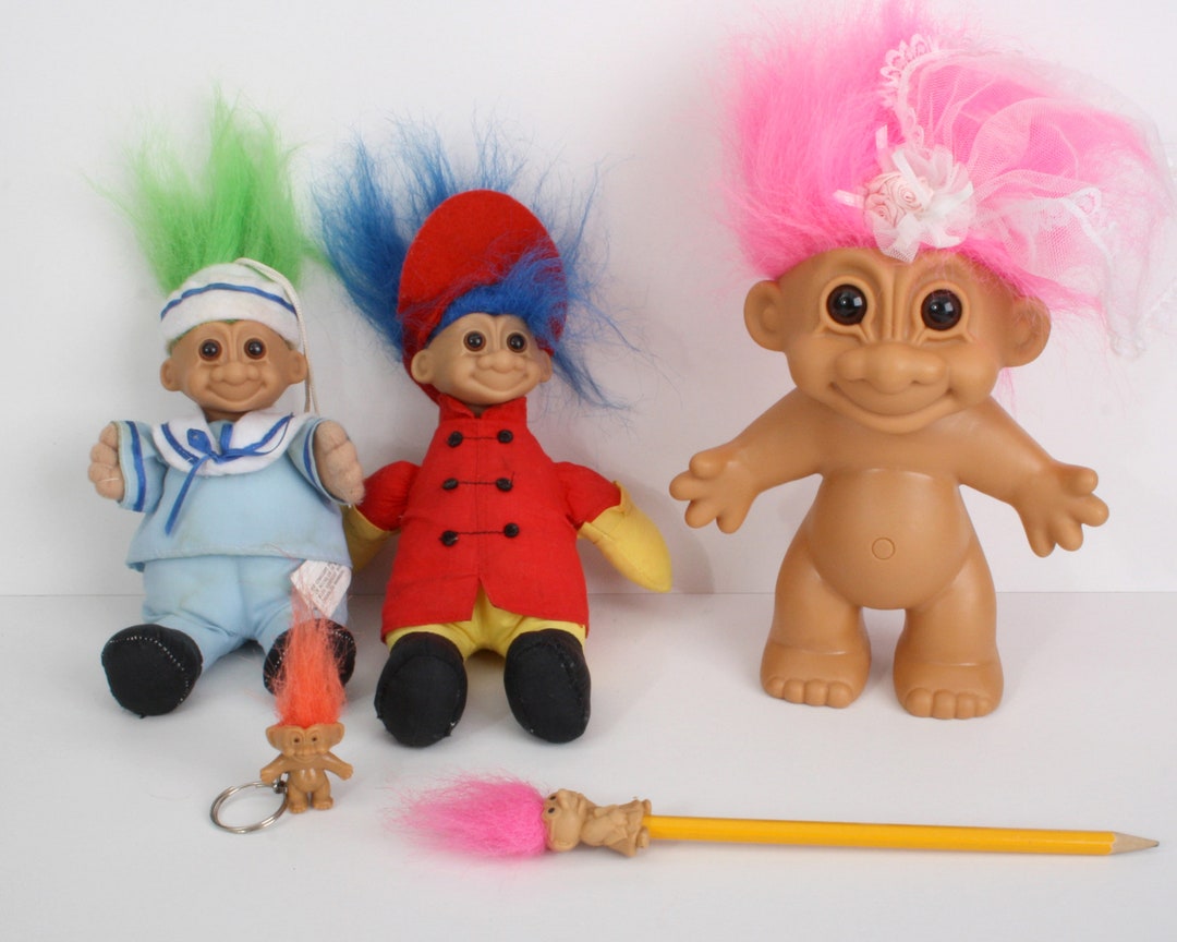 Set of 5 Vintage 90 Trolls, Russ Bride, Sailor + Firefighter, Keychain ...