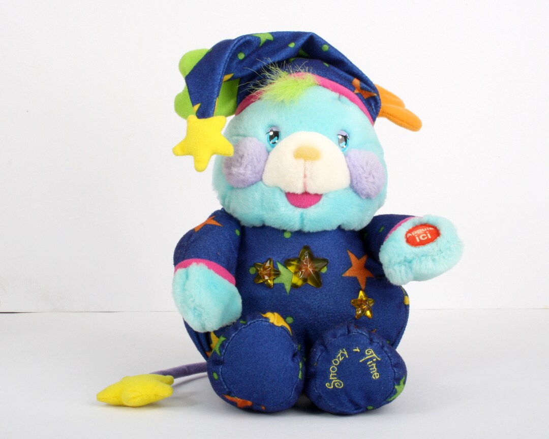 Rare WORKING Popples Snoozy Time, LIGHT Toy, Stars Pajama Nightcap Hat ...