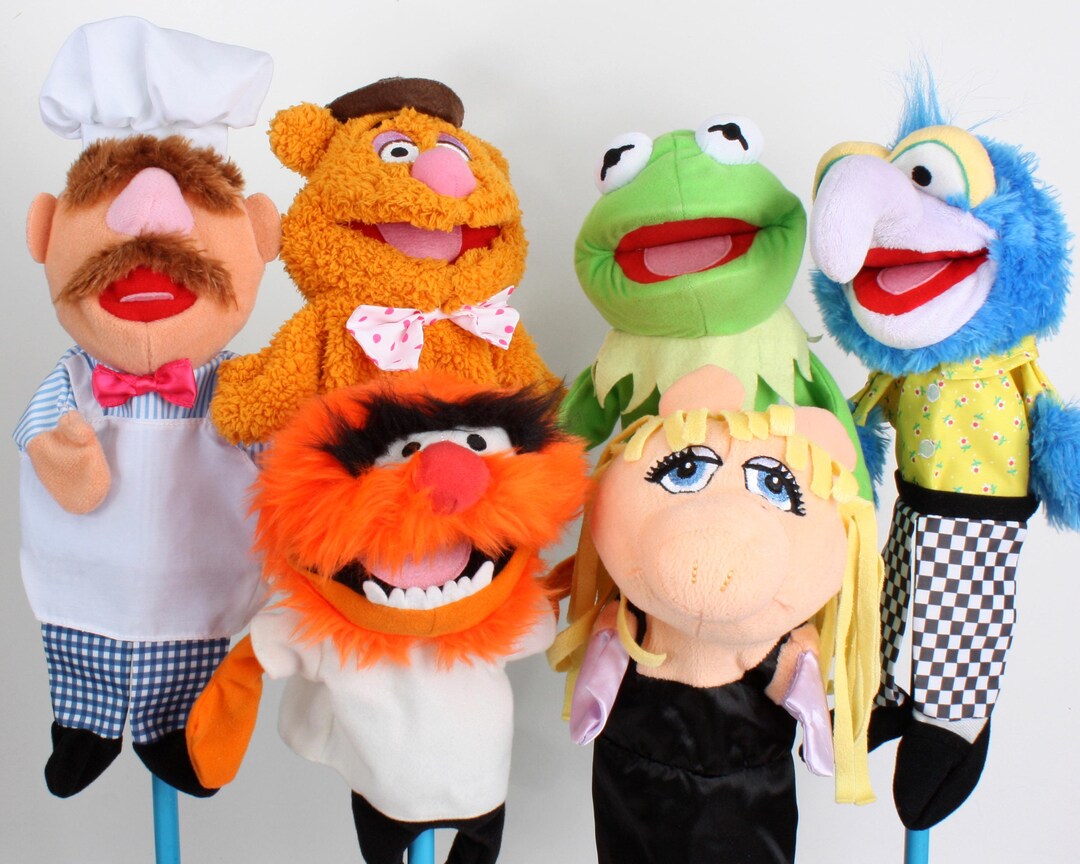 The Muppets Set of 6 Hand Puppets, Puppet Show Dolls, 2012 Dutch Collection Miss Piggy Kermit ...
