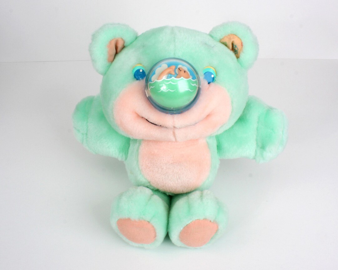 Vintage 11" Nosy Bear, Guppy, Jumping Dolphin, Sea Green Pink Nosybear ...