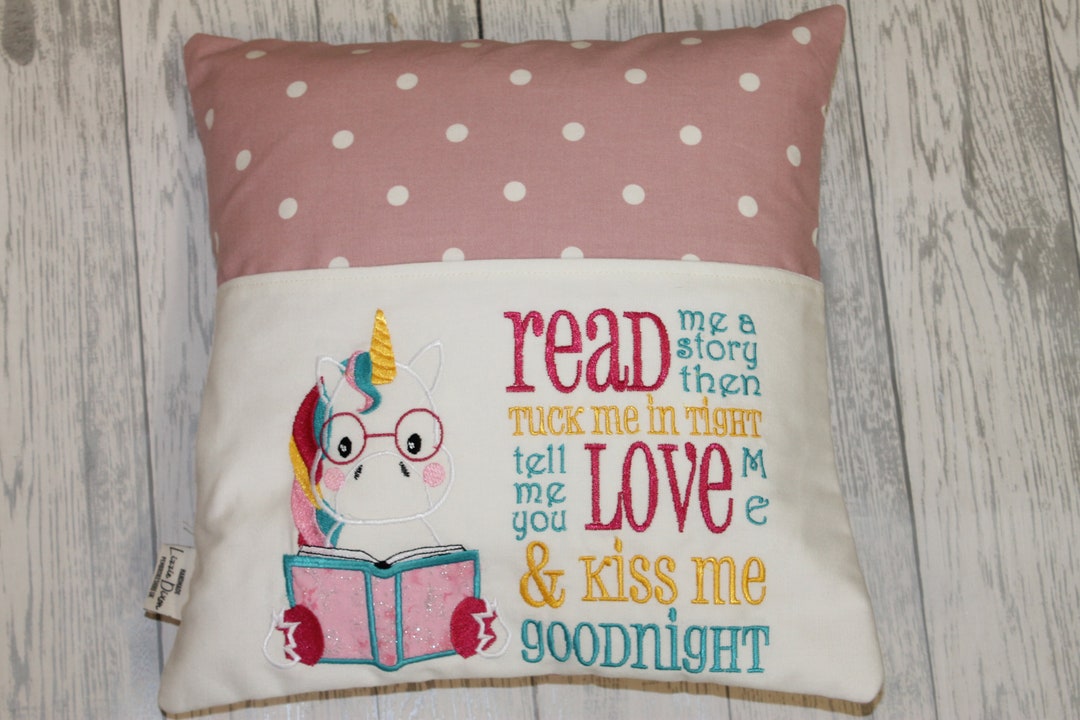 Book Cushion-children's Reading Pillowpersonalised Cushion With Pocket ...