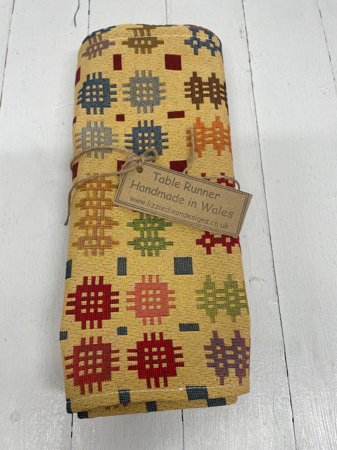 Mustard Welsh Blanket Table Runner welsh Blanket Tapestry Table Runner ...