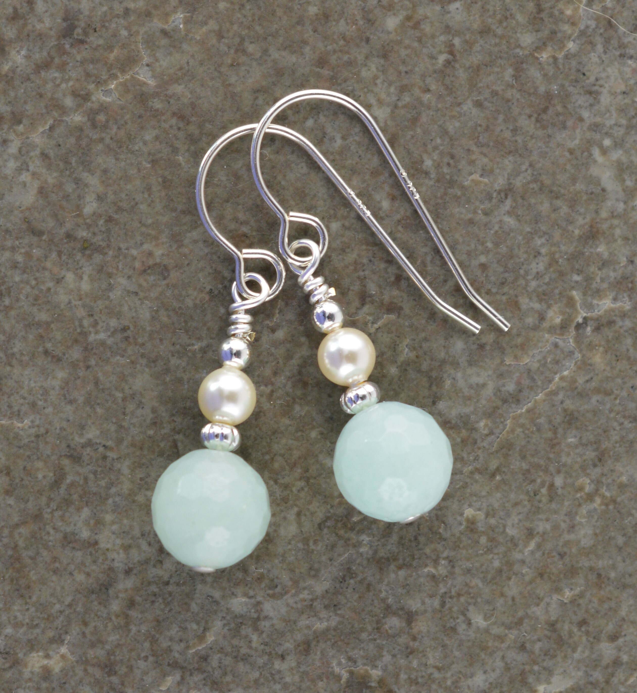 Faceted Pale Green Amazonite Gemstone Cream Swarovski Crystal | Etsy