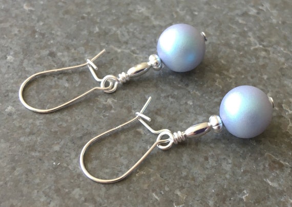 Light Blue Iridescent Swarovski Crystal Pearl & Sterling | Etsy