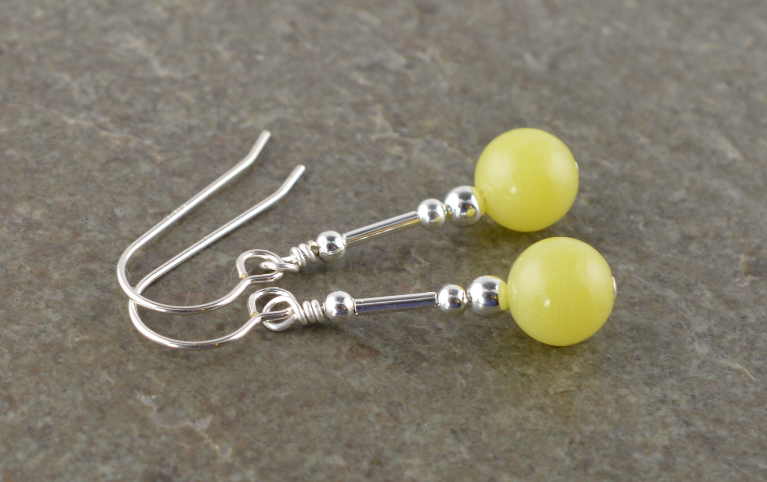 Simple Round Yellow Lemon Jasper Gemstone & Sterling Silver | Etsy