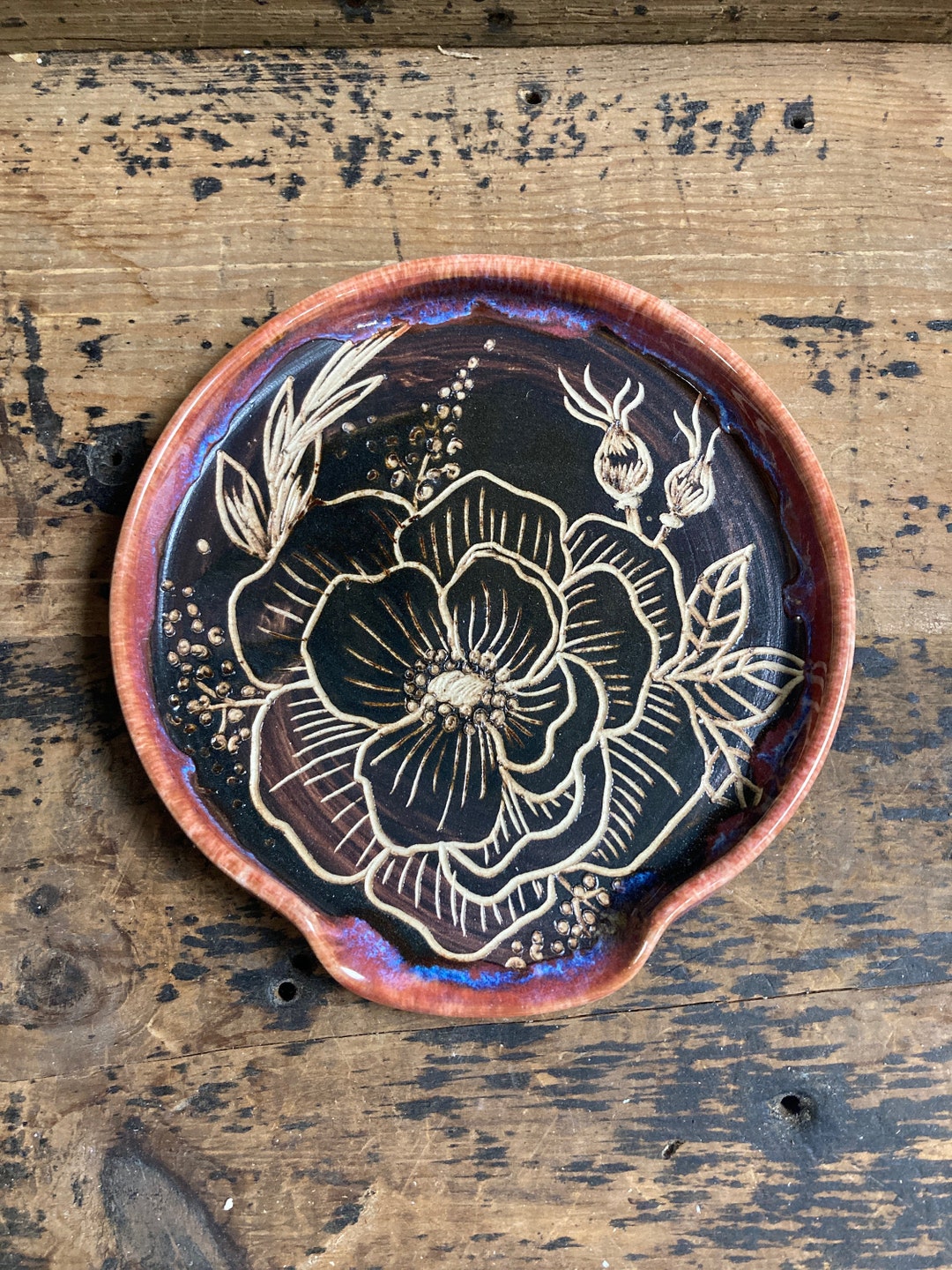 Modern Rose Spoon Rest Handmade Pottery Spoon Rest Kitchen - Etsy