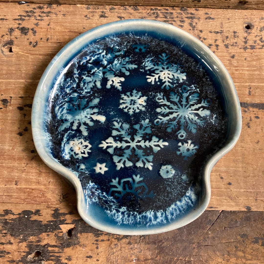Snowflake Spoon Rest, Handmade Pottery Spoon Rest, Kitchen Art - Etsy