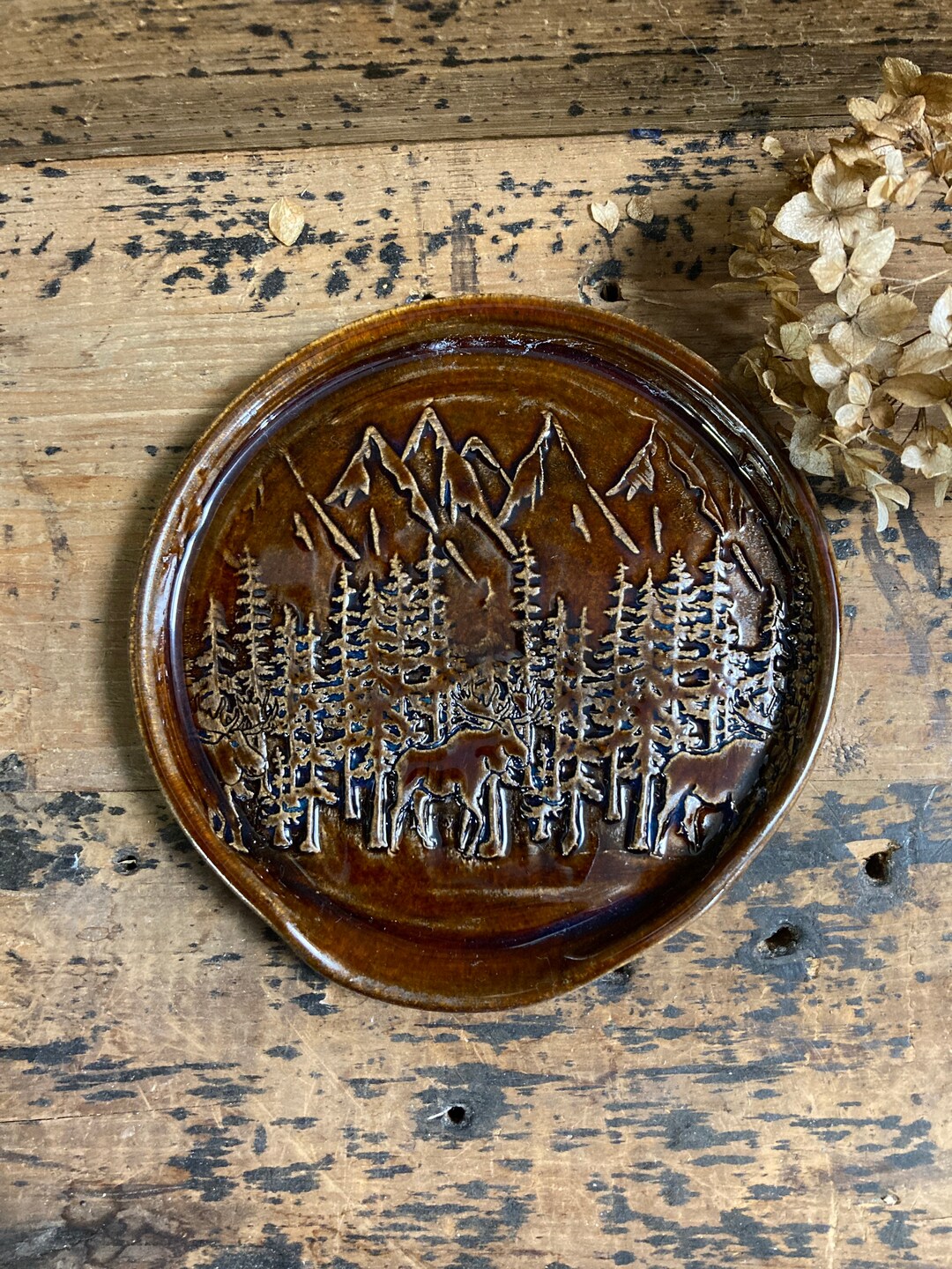 Moose Forest Spoon Rest, Handmade Hand Spoon Rest, Kitchen Art, Ceramic ...