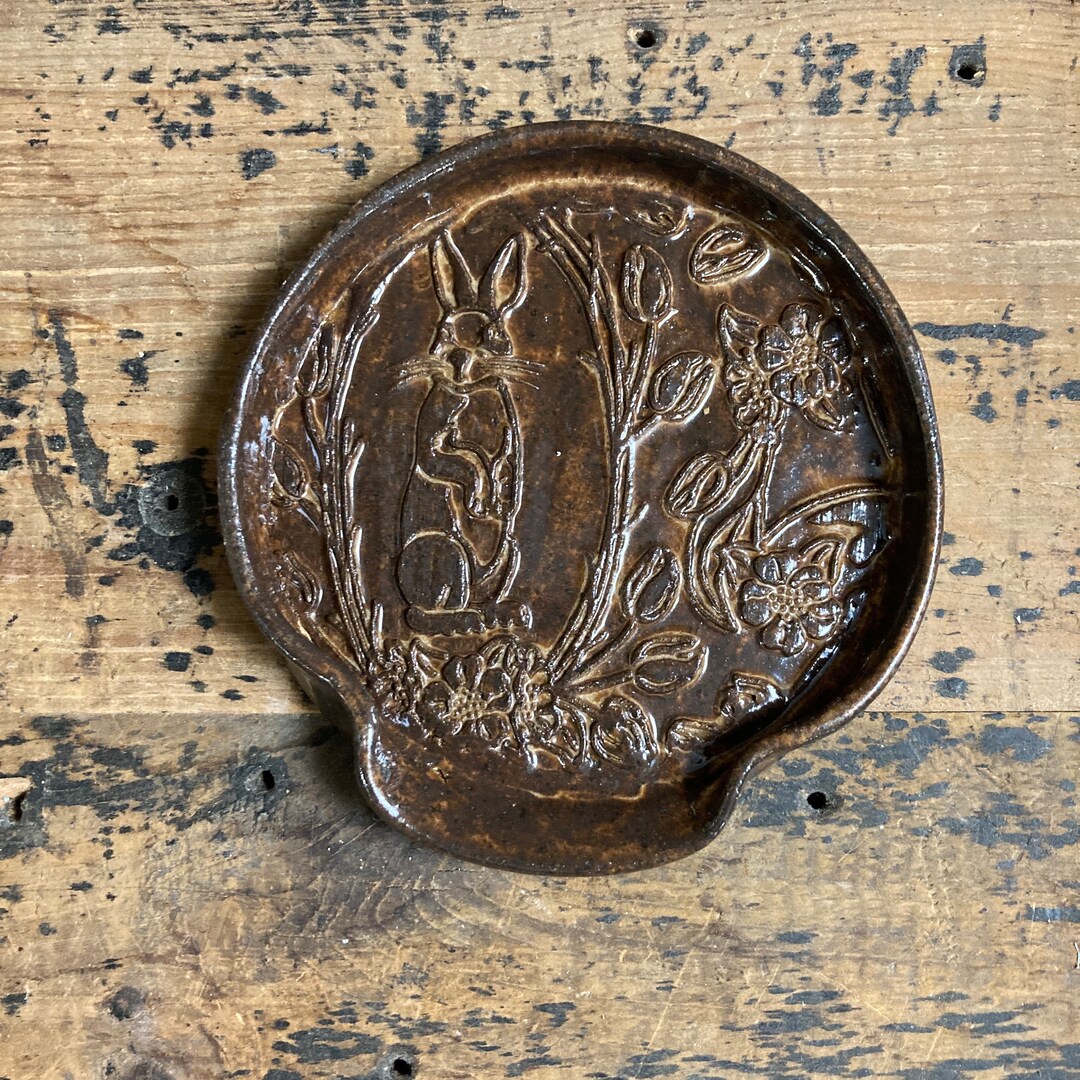Chocolate Victorian Bunny Spoon Rest, Rabbit Spoon Rest, Spring Spoon ...
