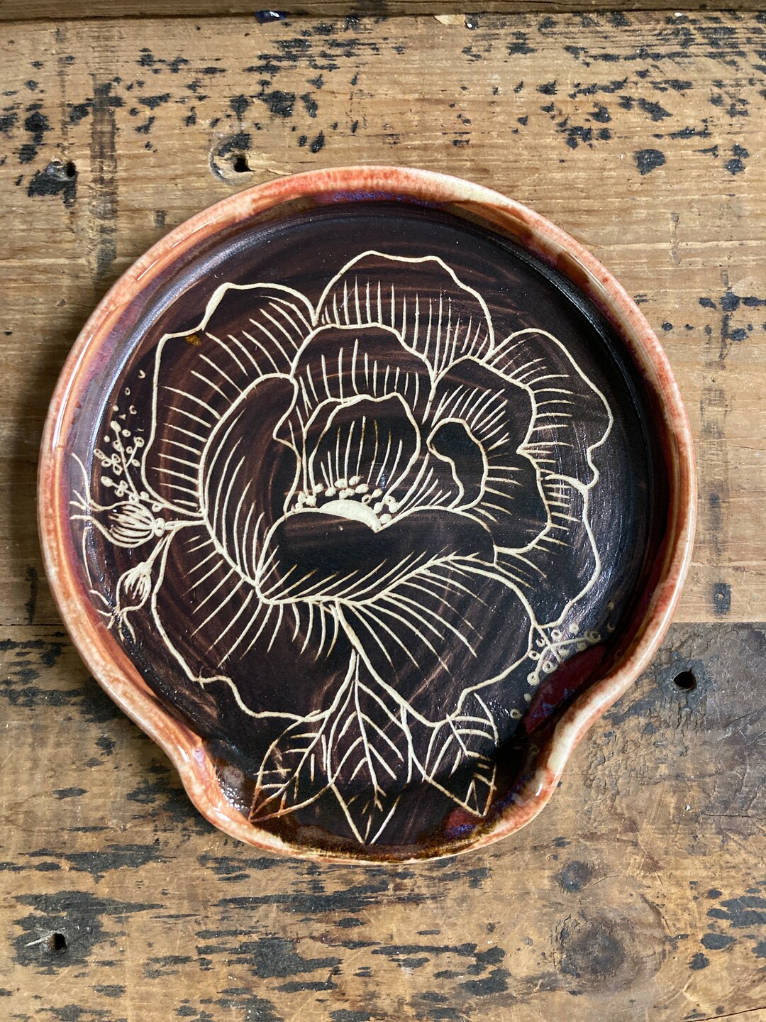 Modern Rose Spoon Rest, Handmade Pottery Spoon Rest, Kitchen Art - Etsy