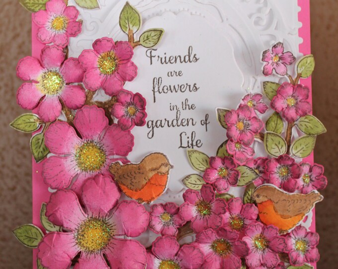 BFF Card, Friendship, OOAK Handmade Card, Flowers, Garden, - Etsy
