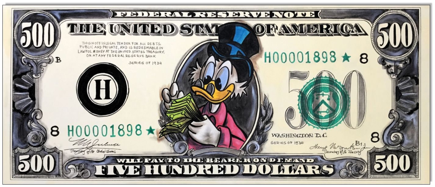 Original Acrylic on Canvas: Dagobert Duck Dollar V / 50 X 119 Cm - Etsy