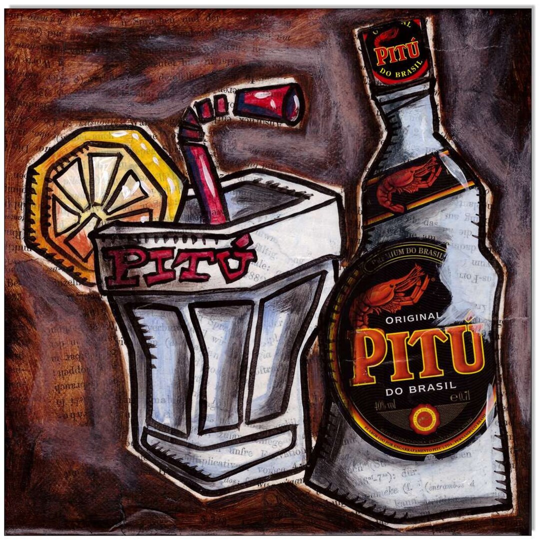 Original Collage and Acrylic on Canvas: Brasil No.1 Cachaça / 20 X 20 ...