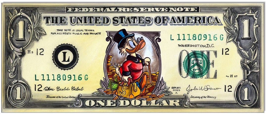 Original Acrylic on Canvas: Dagobert Duck Dollar VII / 50 X 119 Cm - Etsy