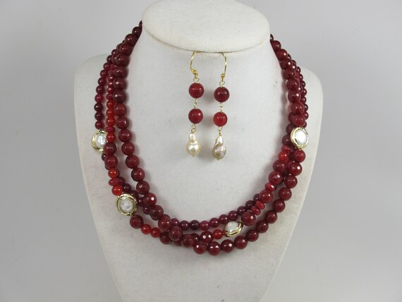 Chunky red ruby necklace red statement necklace red and | Etsy