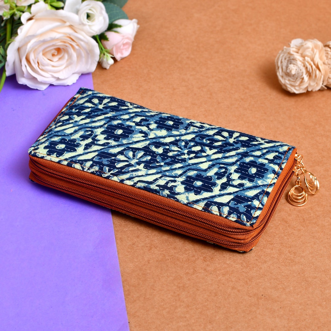 Indigo Zip Around Boho Wallet, Women’s Wallet, Handmade Wallet, Wallet ...