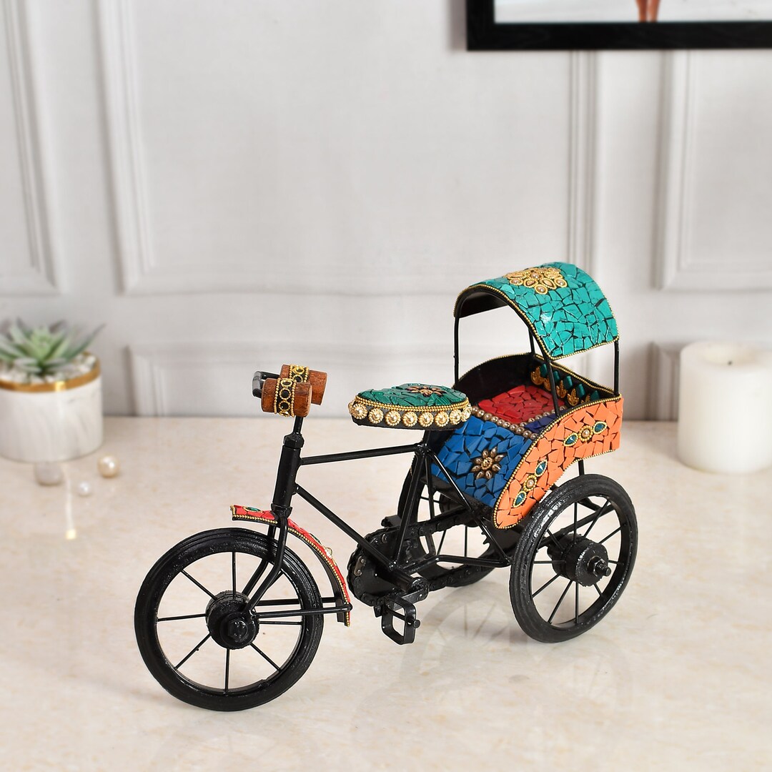 Minakari Metal Rickshaw Showpiece: Indian Handmade Home Decor - Etsy