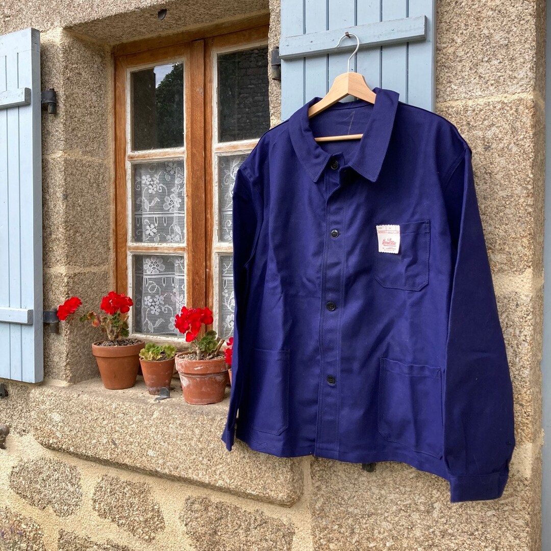 Vintage French Work Jacket Workers Jacket Dark Blue Bleu De Travail ...