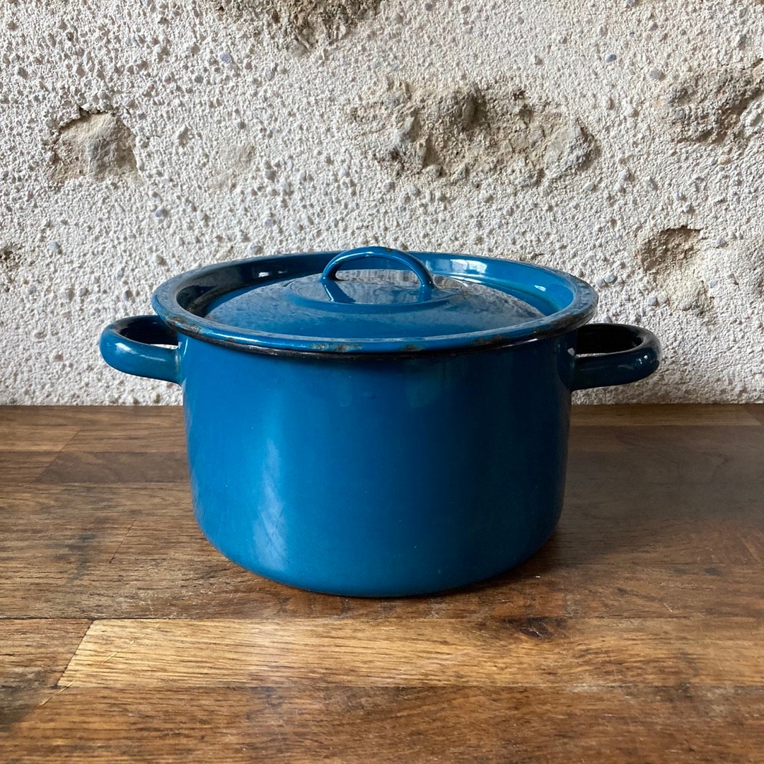 Vintage French Enamelware Casserole With Lid Dish Cookware - Etsy