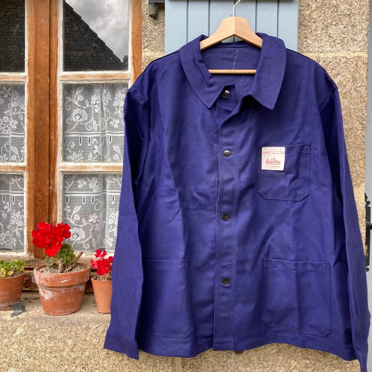 Vintage French Work Jacket Workers Jacket Dark Blue Bleu De Travail ...