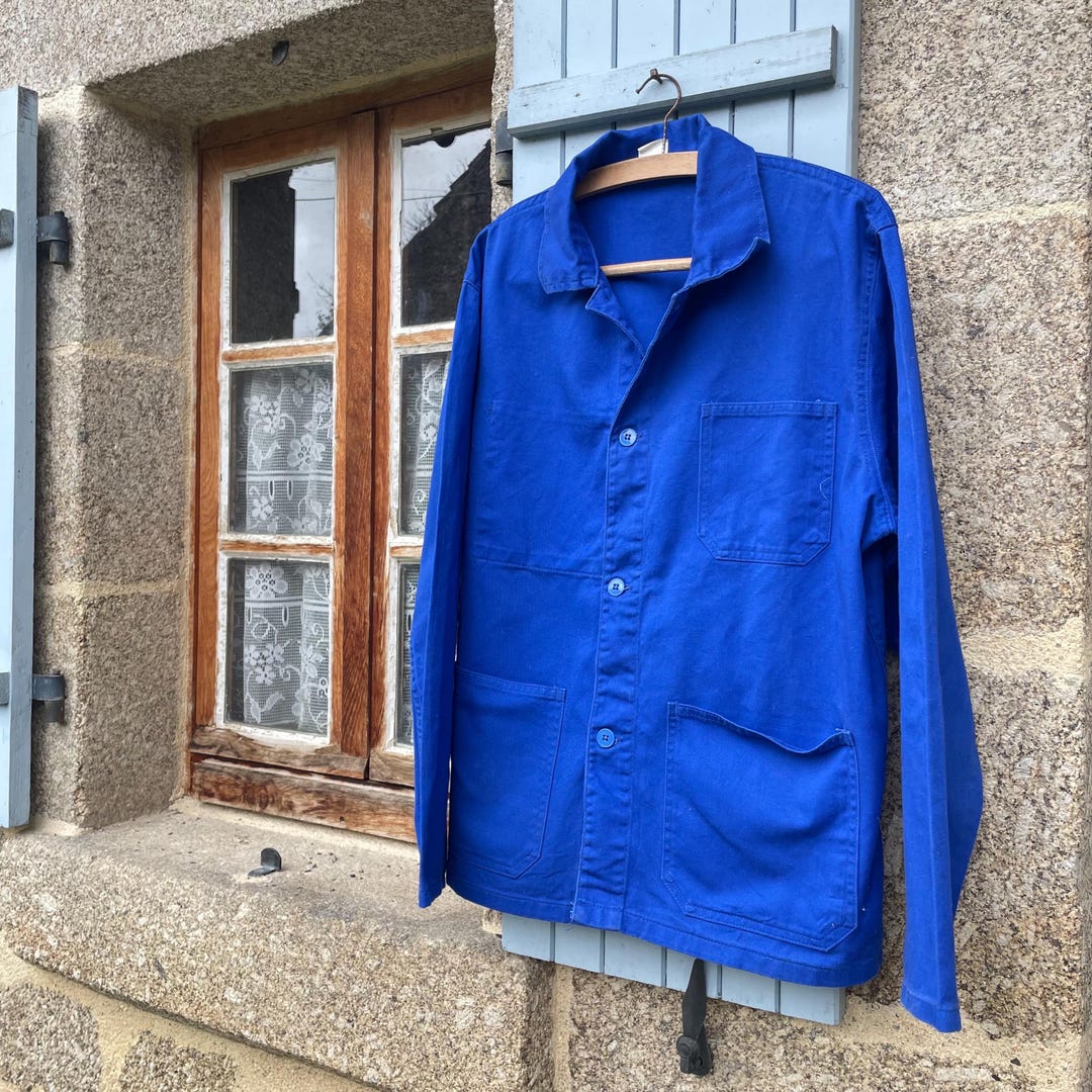 Vintage French Work Jacket Workers Jacket Dark Blue Bleu De Travail ...