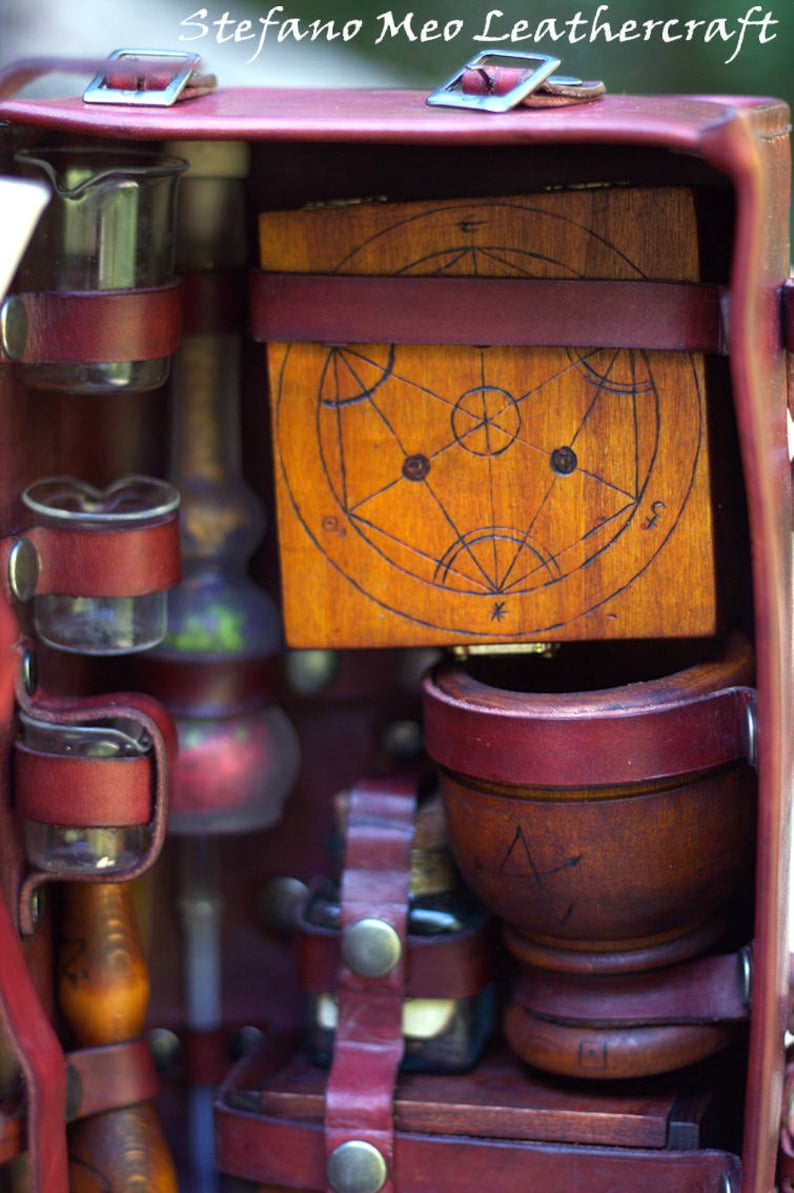 LARP Alchemist kit Handmade Portable Leather Alchemic lab | Etsy