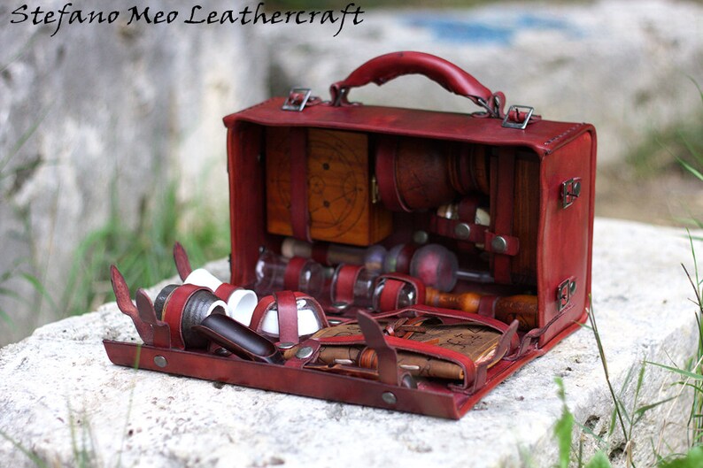 LARP Alchemist kit Handmade Portable Leather Alchemic lab | Etsy