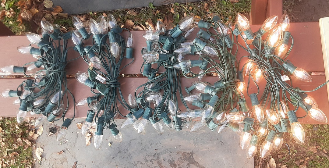 Set 0f 5 Vintage Christmas String of Lights, 25 Bulb Strings C9 Tested ...