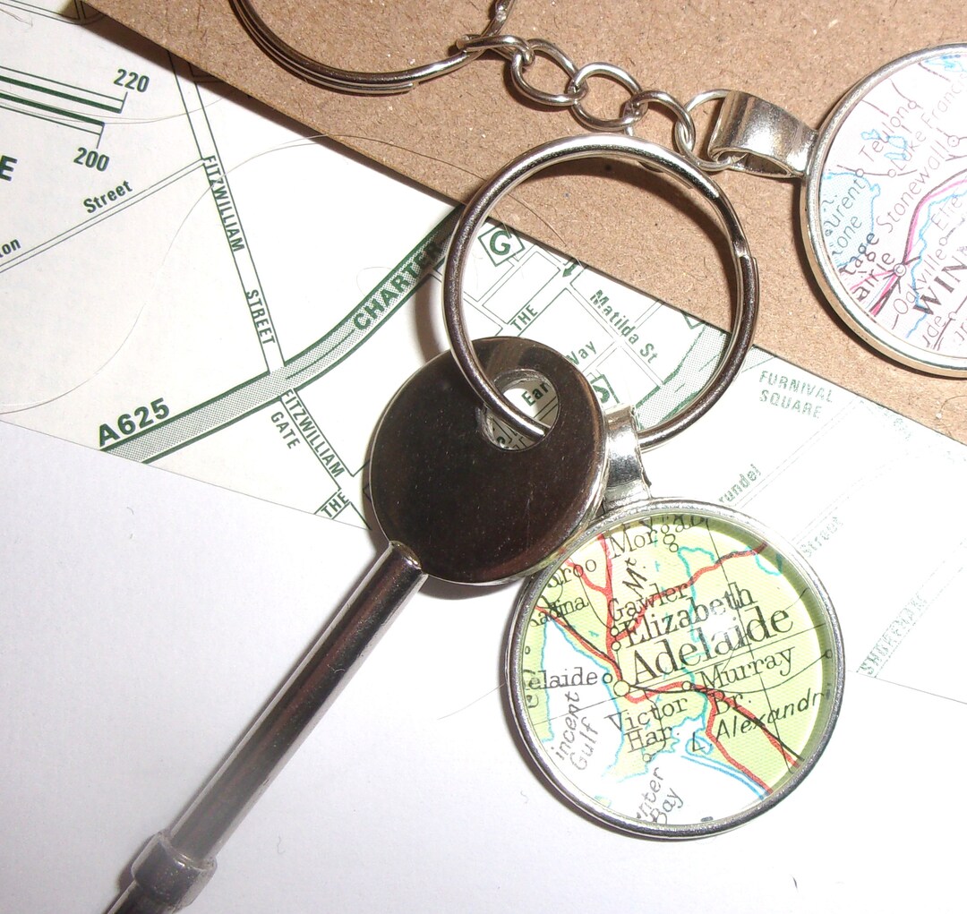 Adelaide, Australia Map Keyring / Fob / Keychain. Unique Gift Handmade ...