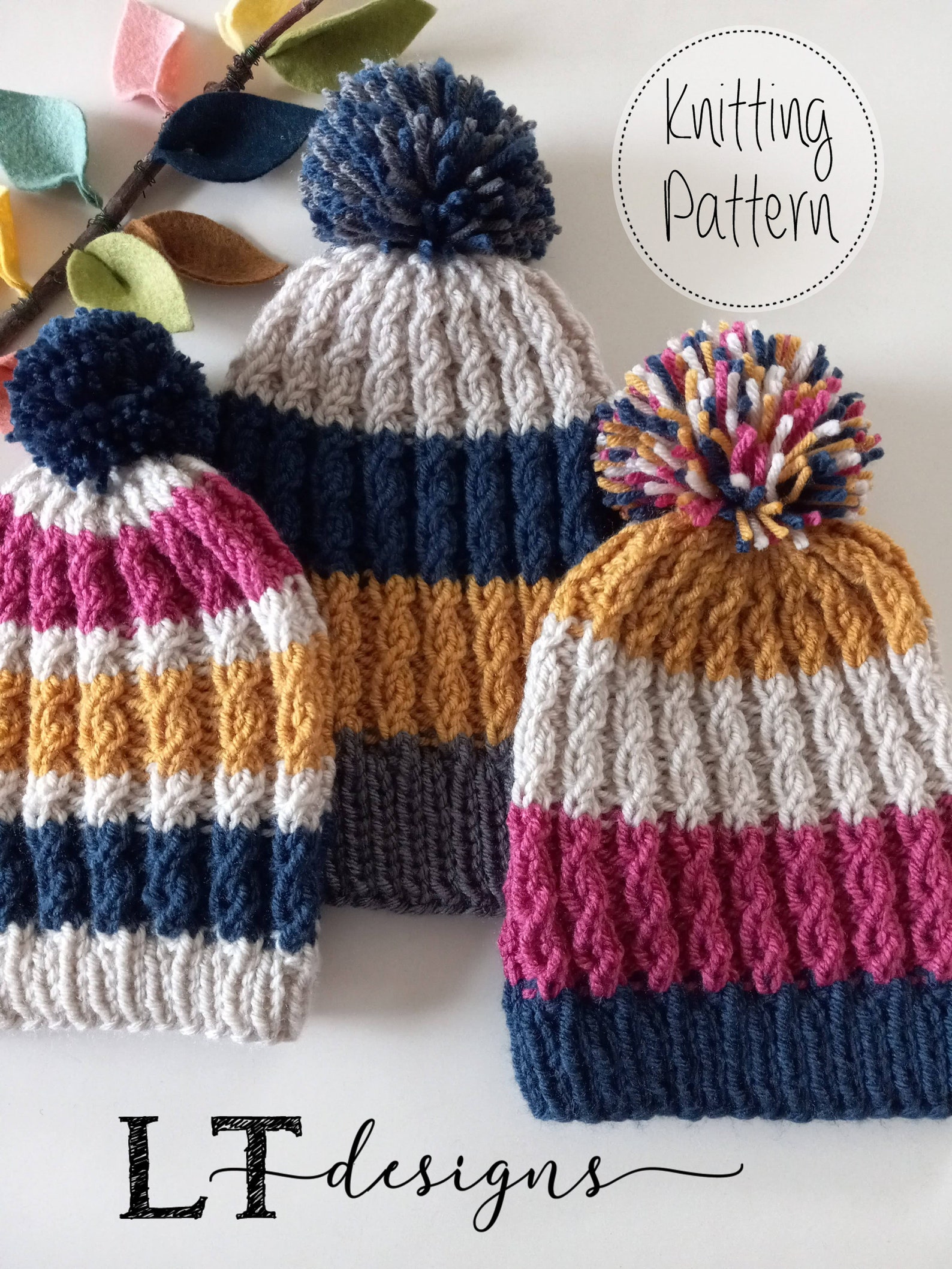 Yardley Knit Hat Pattern 3 Sizes Worsted Weight Yarn PDF - Etsy