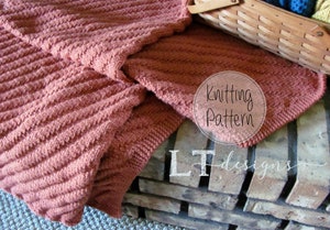 KNITTING PATTERN Easy Blanket Knitting Pattern Habitation Throw Digital ...