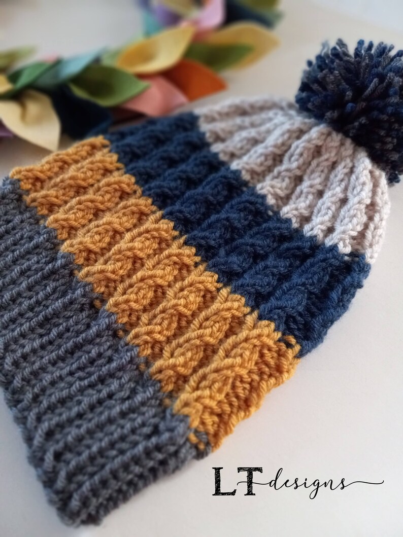 Yardley Knit Hat Pattern 3 Sizes Worsted Weight Yarn PDF - Etsy