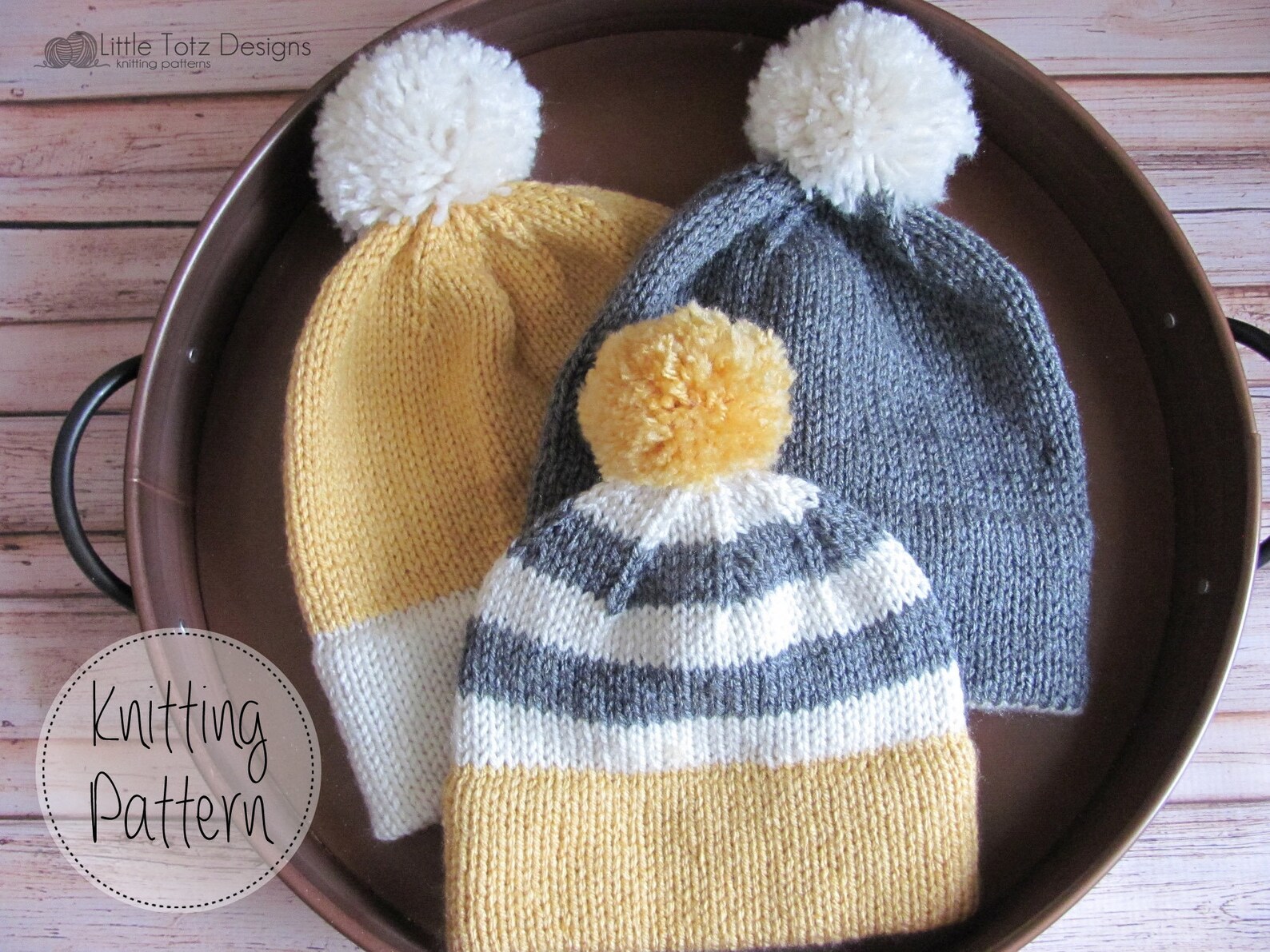 Double Brim Knit Hat PATTERN - 3 Sizes - Adult, Child and Toddler - PDF ...