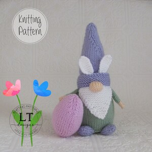 Bunny Gnome and Easter Egg Pattern, Soft Knit Toy, Tutorial, Knitting ...