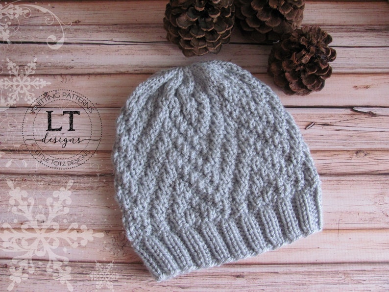 The Ridge Knit Hat Pattern - Adult Size - Worsted Weight Yarn - PDF ...