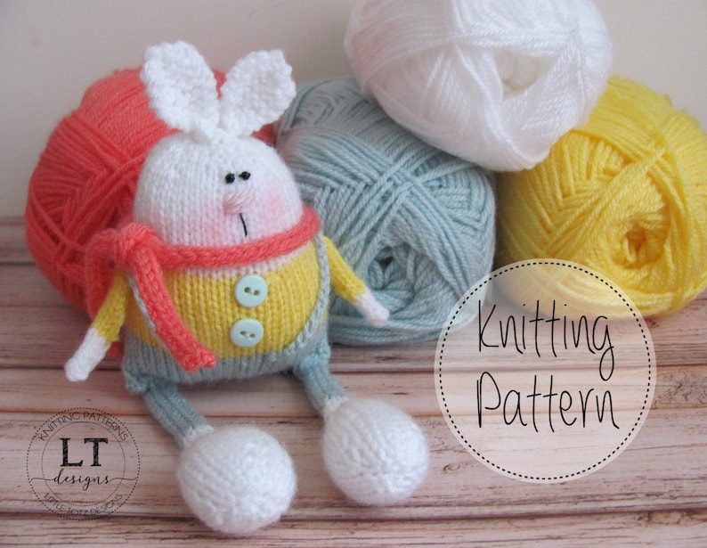 Riley Rabbit Knitting Pattern Soft Knit Toy Tutorial | Etsy