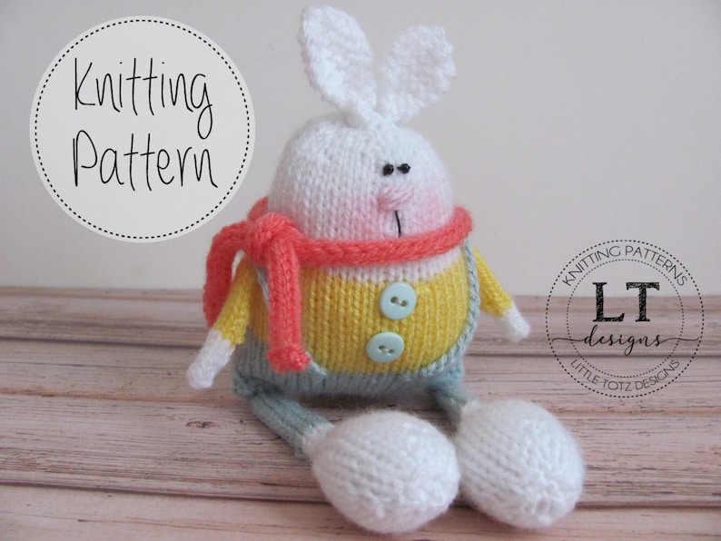Riley Rabbit Knitting Pattern Soft Knit Toy Tutorial | Etsy
